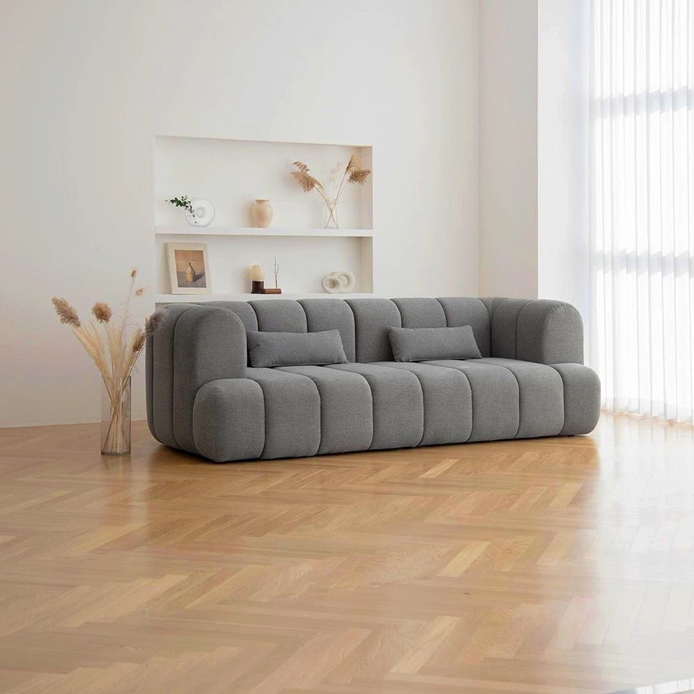 Burt Cotton Linen Blend Fabric Sofa 3-Seater Contemporary Arm Sofa ...