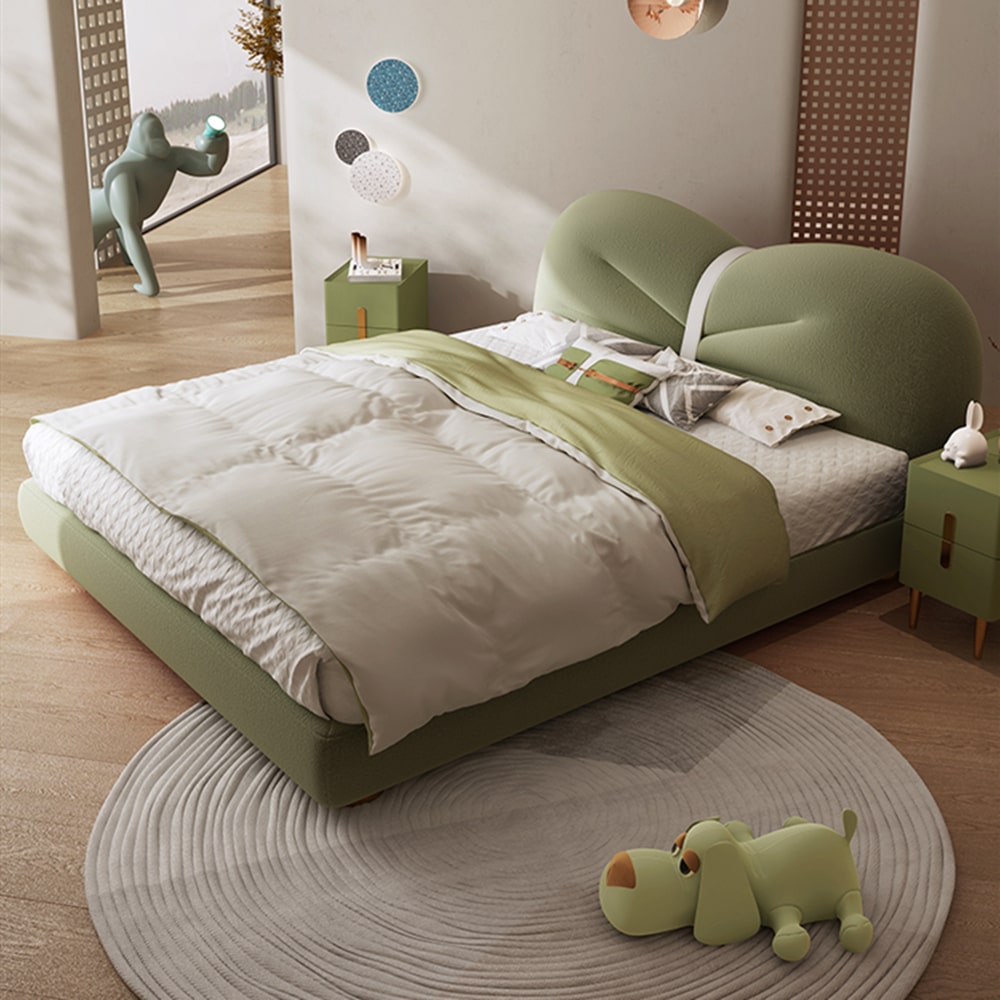 Casey Shaped Headboard Velvet Fabric Bed Frame– CASASPACE