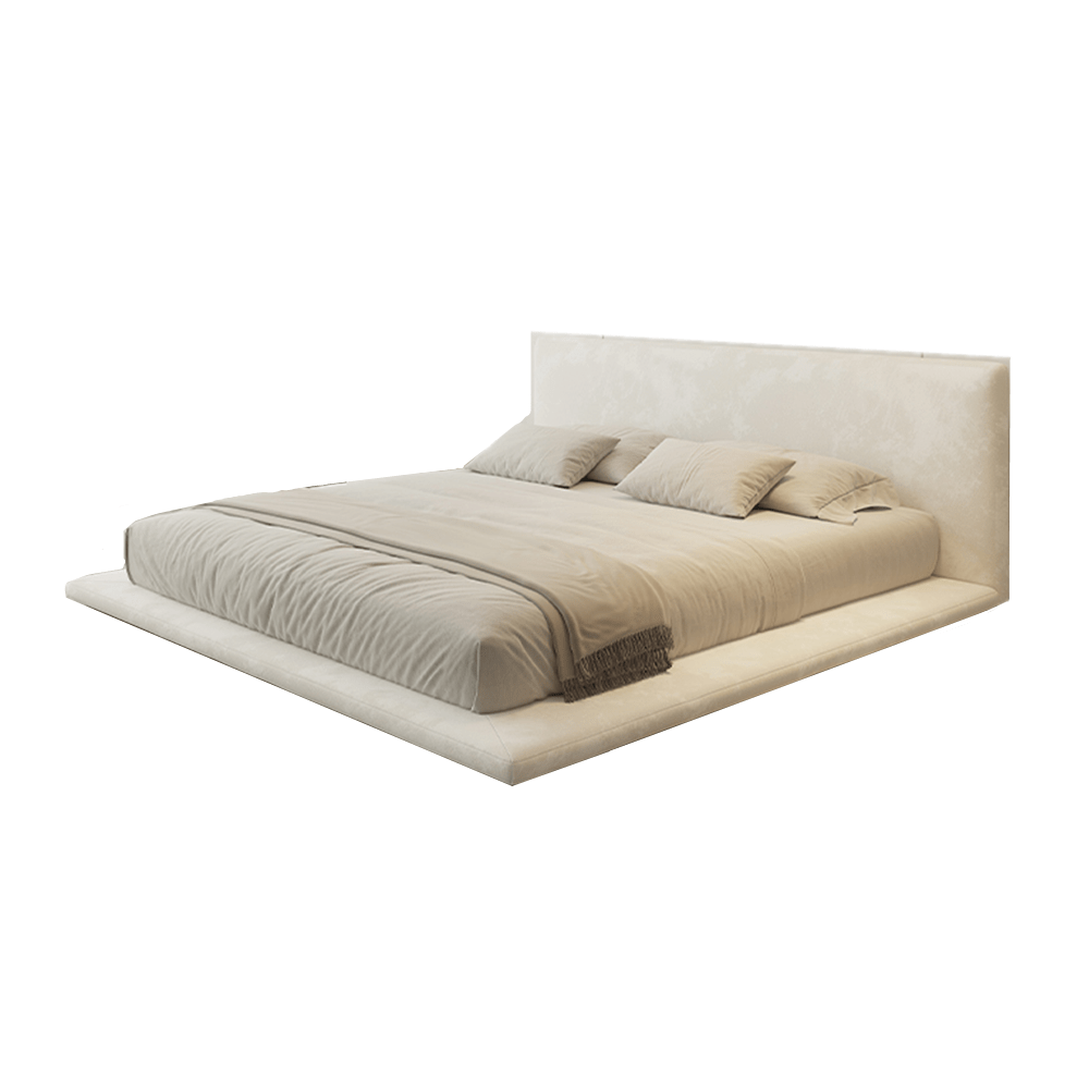 Cesar Suede Fabric Contemporary Minimalist Bed Frame/Bedside Table ...