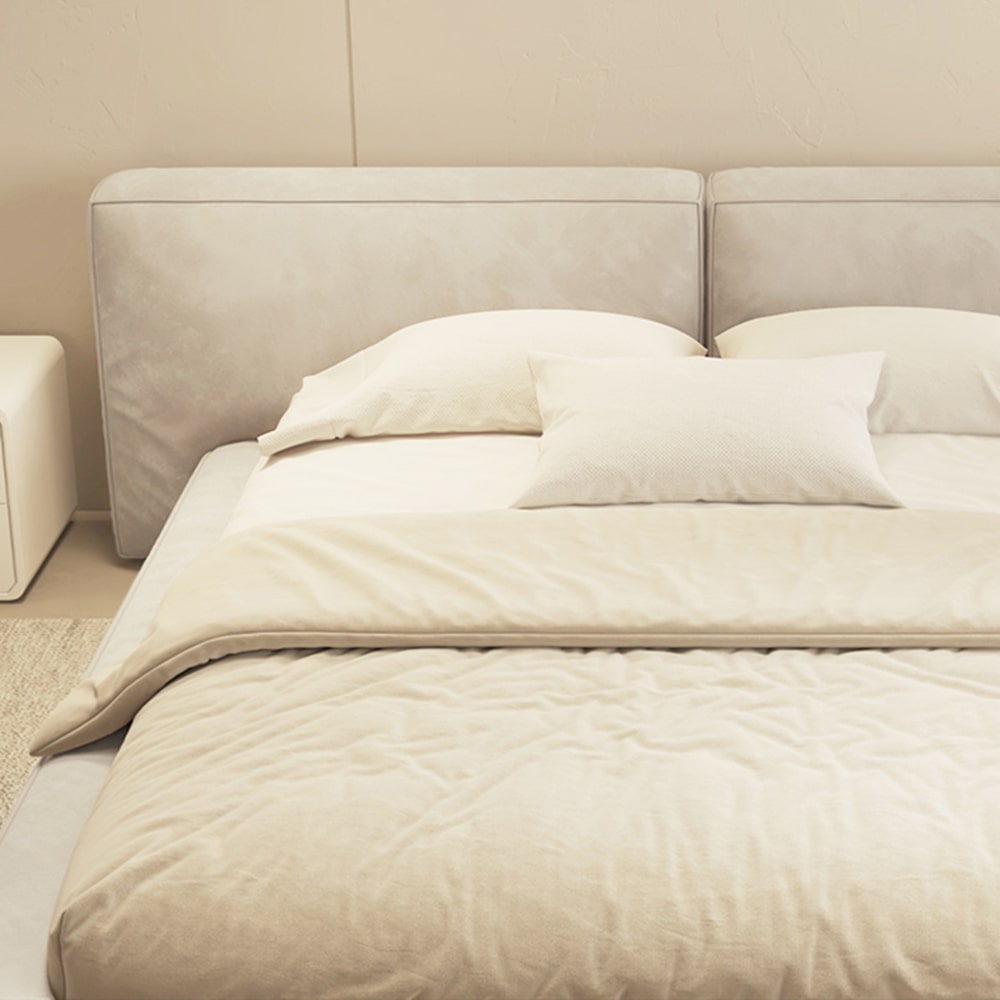 Cullen Suede Fabric Contemporary Minimalist Wide Headboard Bed Frame/B ...