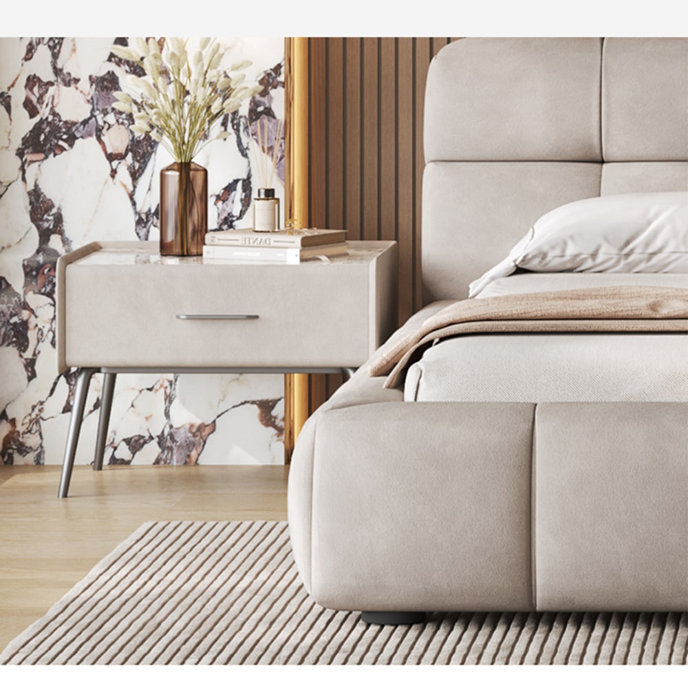 Dawes Suede Fabric Upholstered Bed Frame– CASASPACE