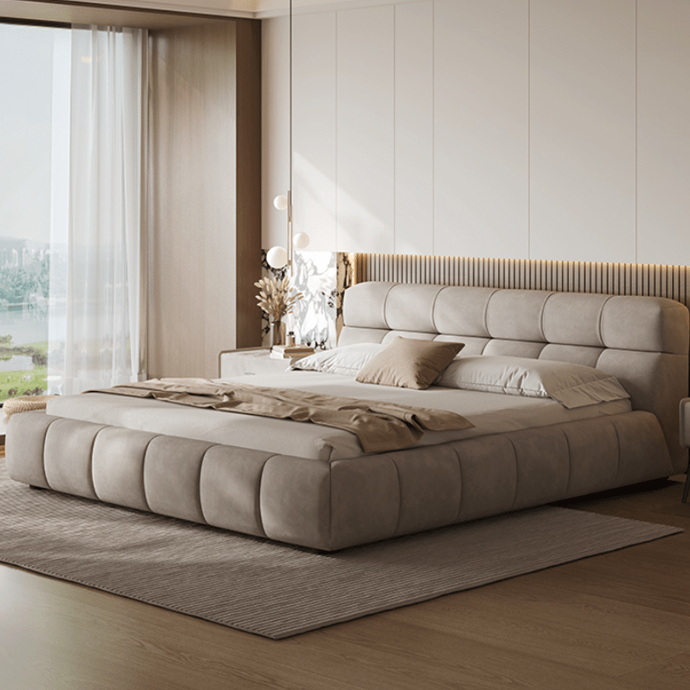 Dawes Suede Fabric Upholstered Bed Frame– CASASPACE