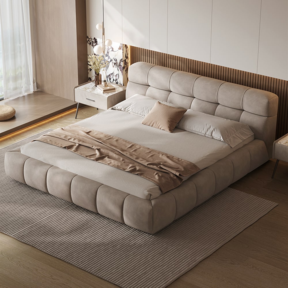 Dawes Suede Fabric Upholstered Bed Frame– CASASPACE