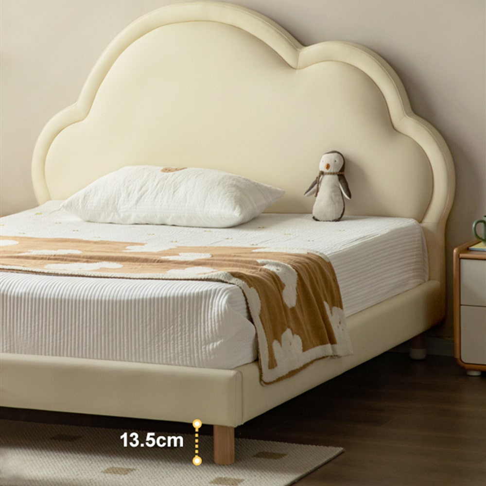 Dillian Suede Fabric Cloud Shape Headboard Bed Frame– CASASPACE
