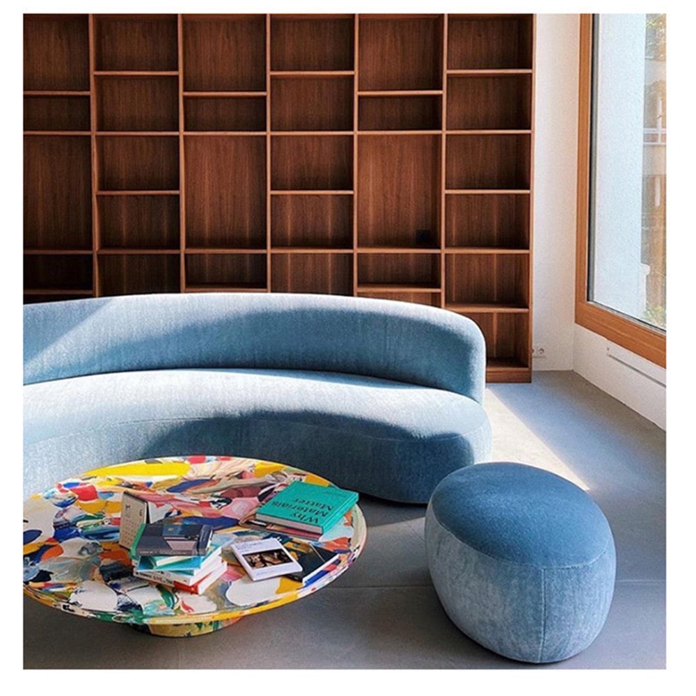 Doris Boucle/velvet 2-Seater Curved Sofa Round Shaped Interior Upholst ...