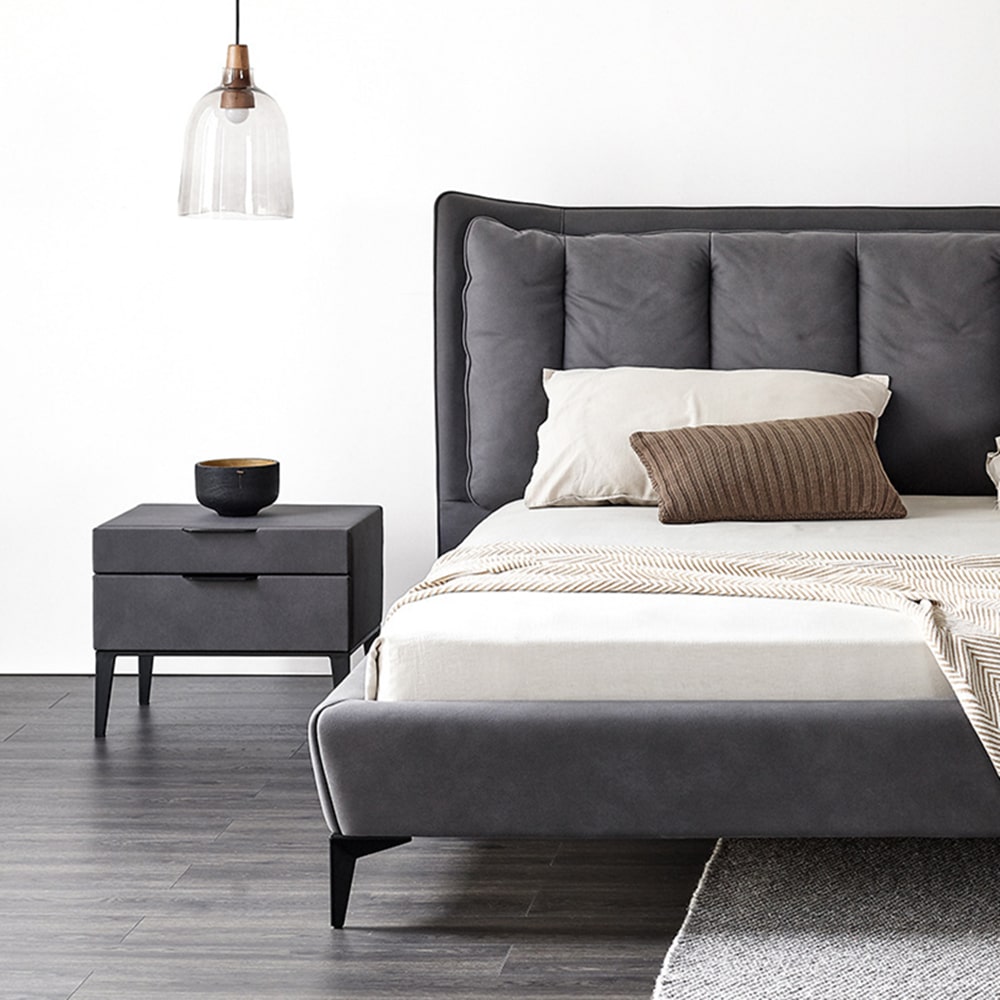 Eden Suede Fabric Upholstered Modern Bed Frame/Bedside Table– CASASPACE