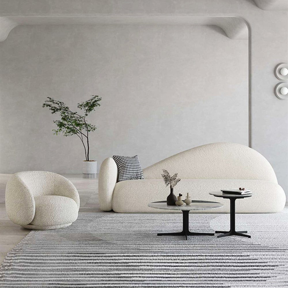 Elle Boucle Fabric Shaped 3-Seater Sofa Upholstery Sofa– CASASPACE
