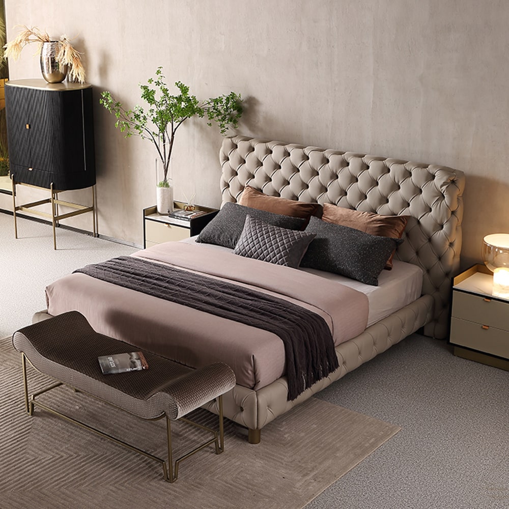 Elyse Velvet Fabric High-back Bed Frame– CASASPACE