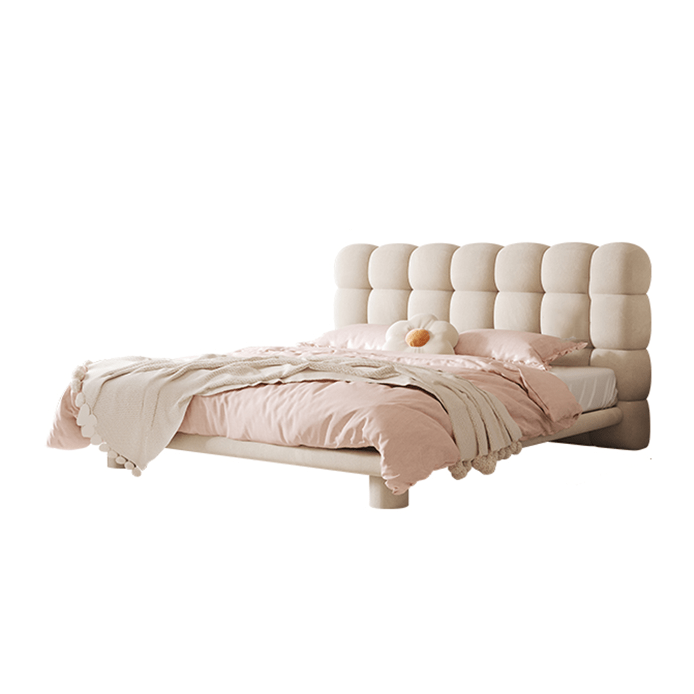 Isra Boucle Puff Upholstered Bed Frame– CASASPACE