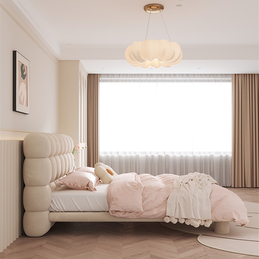 Isra Boucle Puff Upholstered Bed Frame– CASASPACE