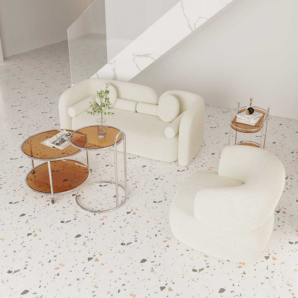 Joyce Boucle Round Shaped Upholstery Arm Sofa– CASASPACE