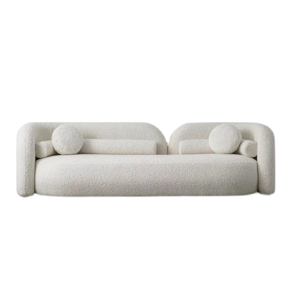 Joyce Boucle Round Shaped Upholstery 3-Seater Arm Sofa– CASASPACE