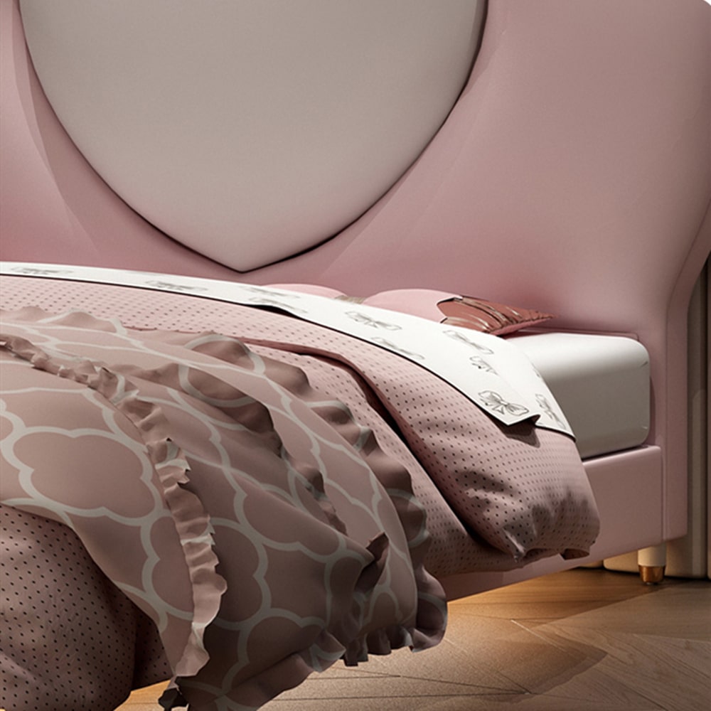Maci Heart Shaped Headboard Upholstered Microfiber Leather Bed Frame ...