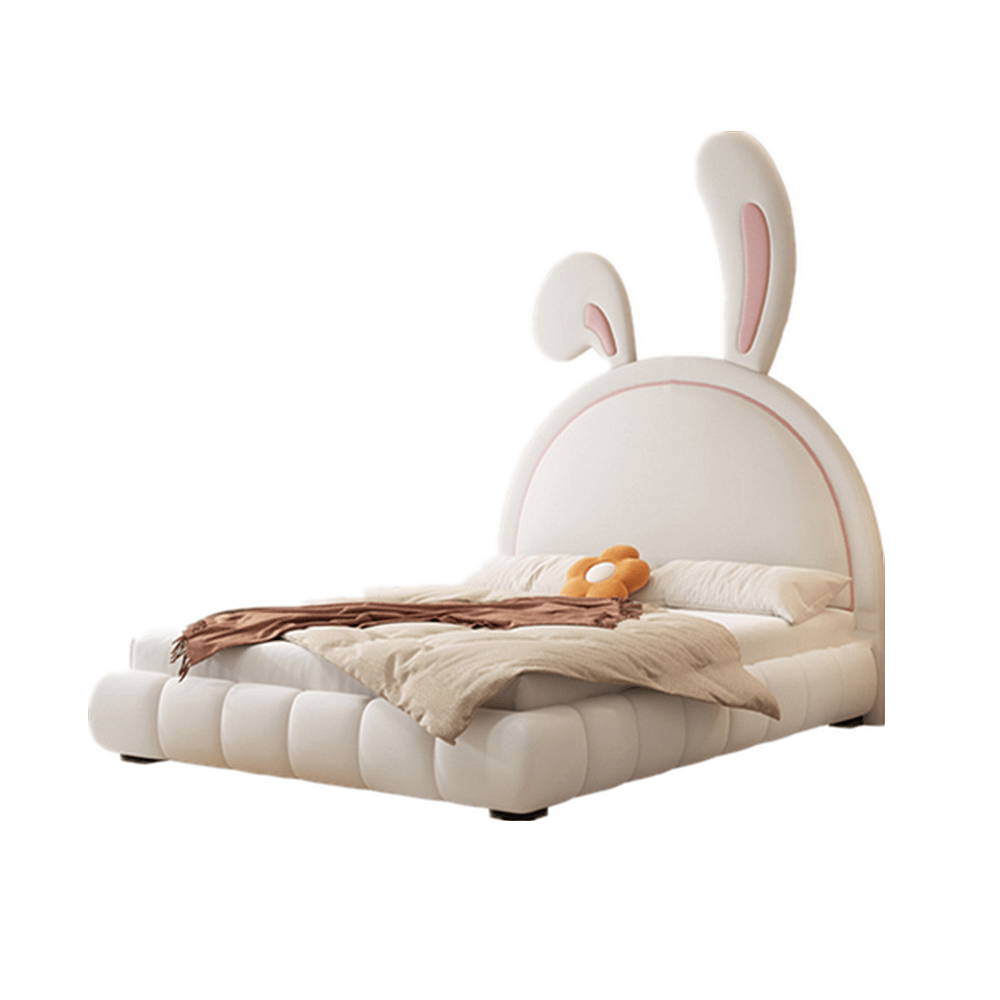 Nettie Microfiber Leather Rabbit Shaped Bed Frame/Bedside Table– CASASPACE