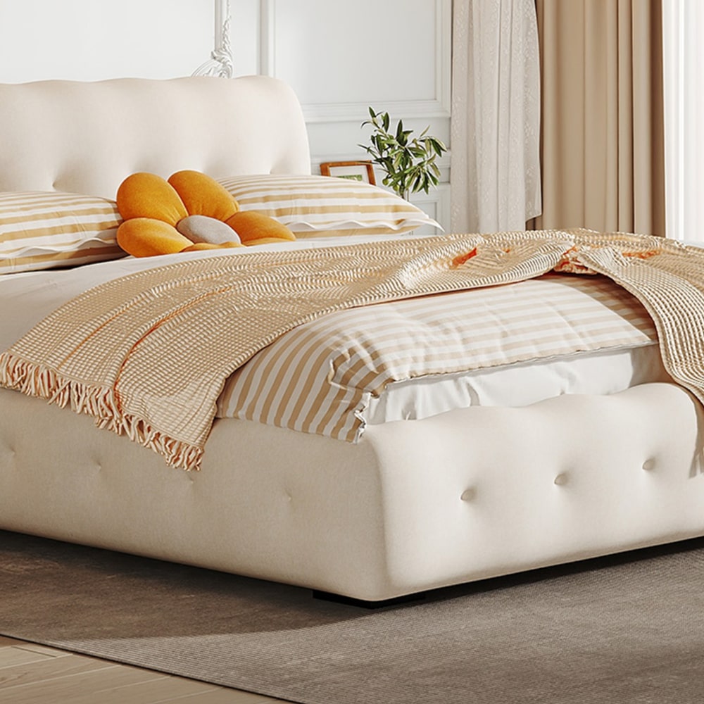 Nigel Boucle Fabric Modern Upholstered Bed Frame– CASASPACE