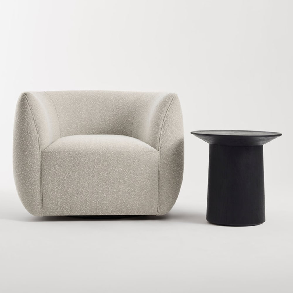 Paol Boucle Round Shaped Swivel Lounge Chair Barrel Chair– CASASPACE