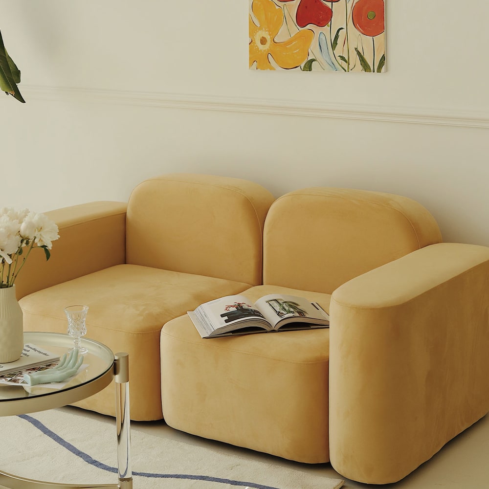 Skyla Velvet 3-Seater Modular Cube Sofa Boucle Sofa– CASASPACE