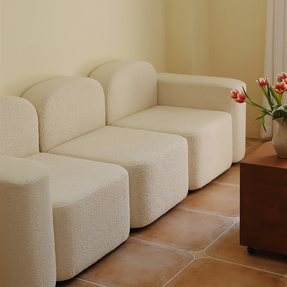 Skyla Velvet 3-Seater Modular Cube Sofa Boucle Sofa– CASASPACE