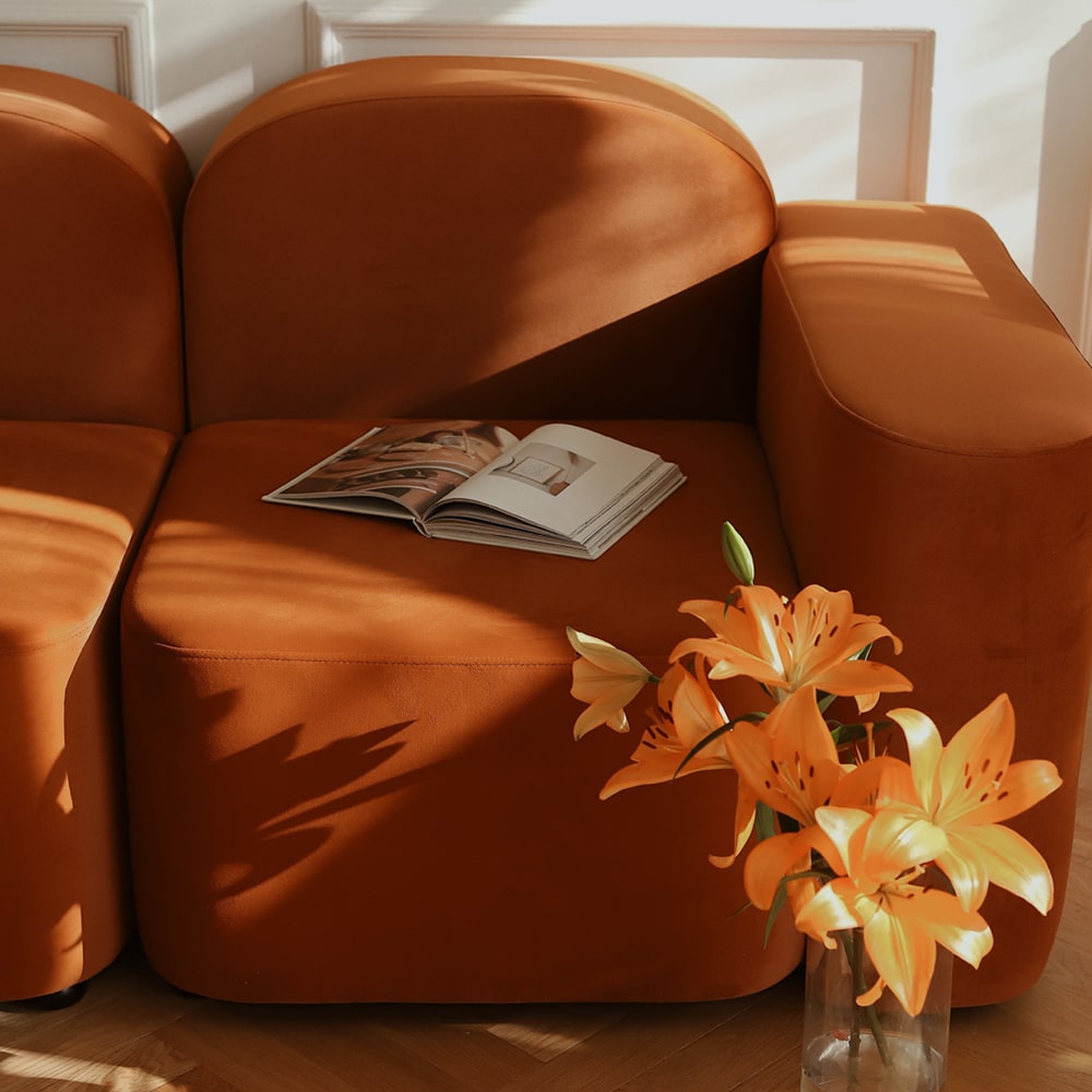 Skyla Velvet Fabric 2-Seater Modular Cube Sofa– CASASPACE