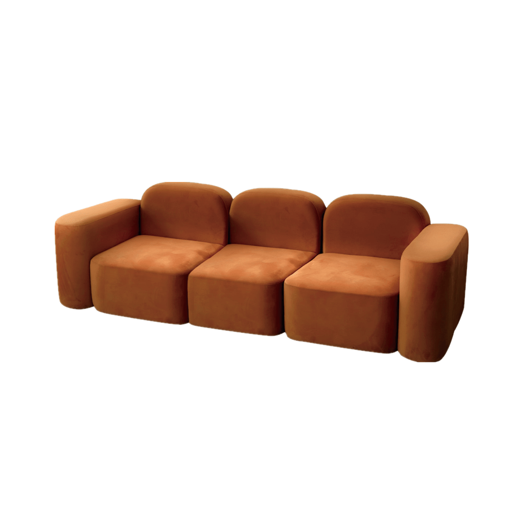 Skyla Velvet 3-Seater Modular Cube Sofa Boucle Sofa– CASASPACE